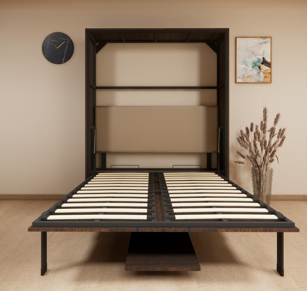 Indiana Wall Bed With Vertical Study Table Mouldau Acacia – Krini Furniture